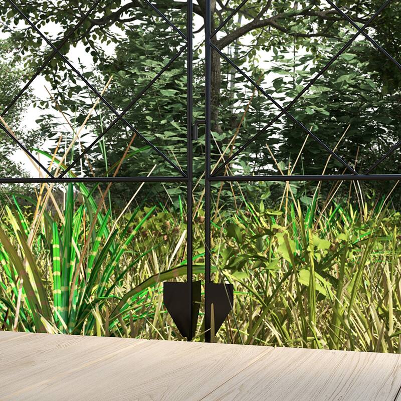 Outsunny Garden Fence, 4 Pack Steel Fence Panels, 11.5' L x 43" H, Rust ...