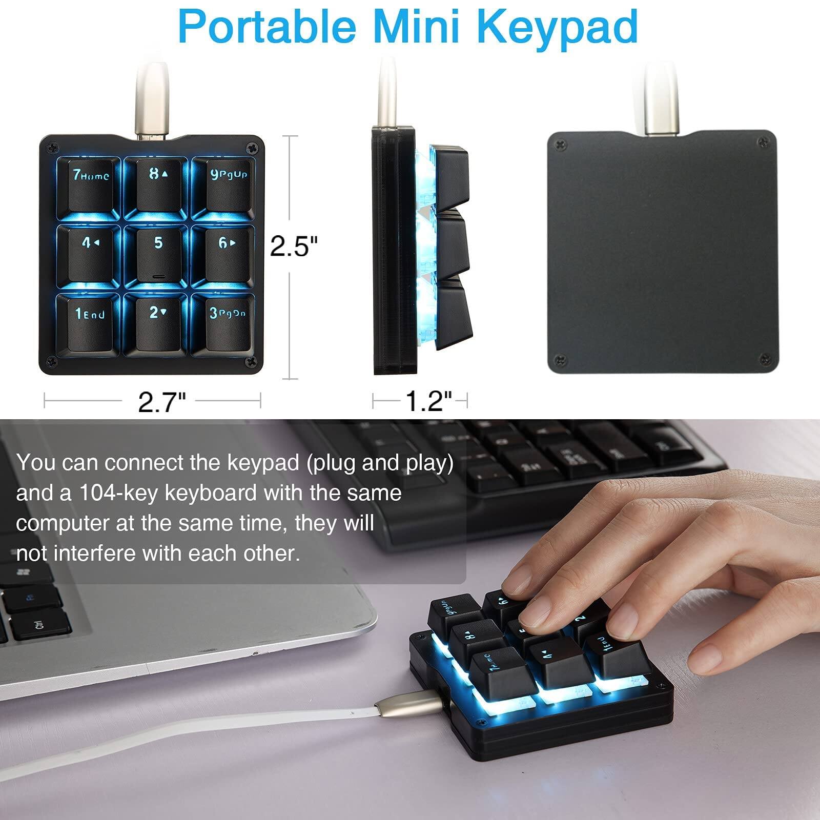 COTTAGE Mechanical Numpad Macro 9 key Numeric Keypad Backlit Gaming ...