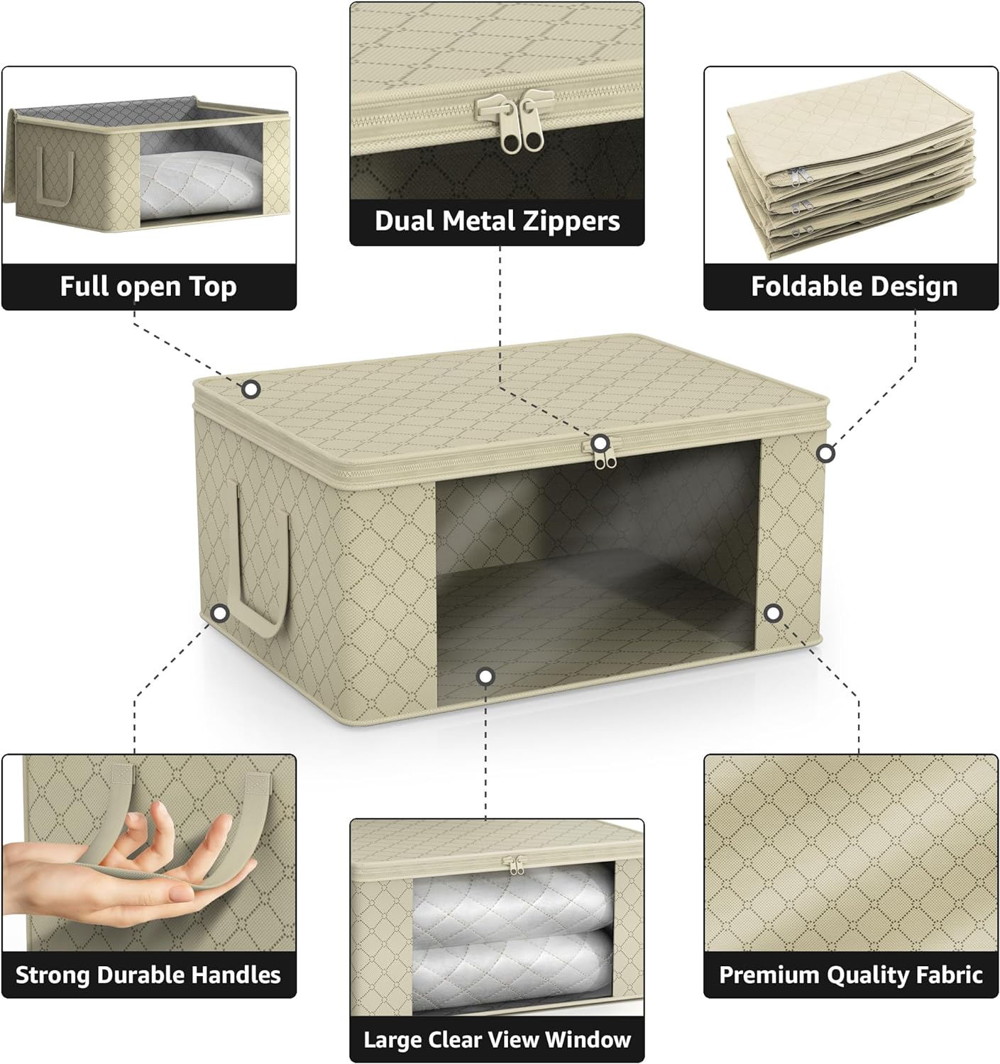 Sorbus 1 Pc Medium Clothes Storage Bags Foldable Blanket Storage Bins ...