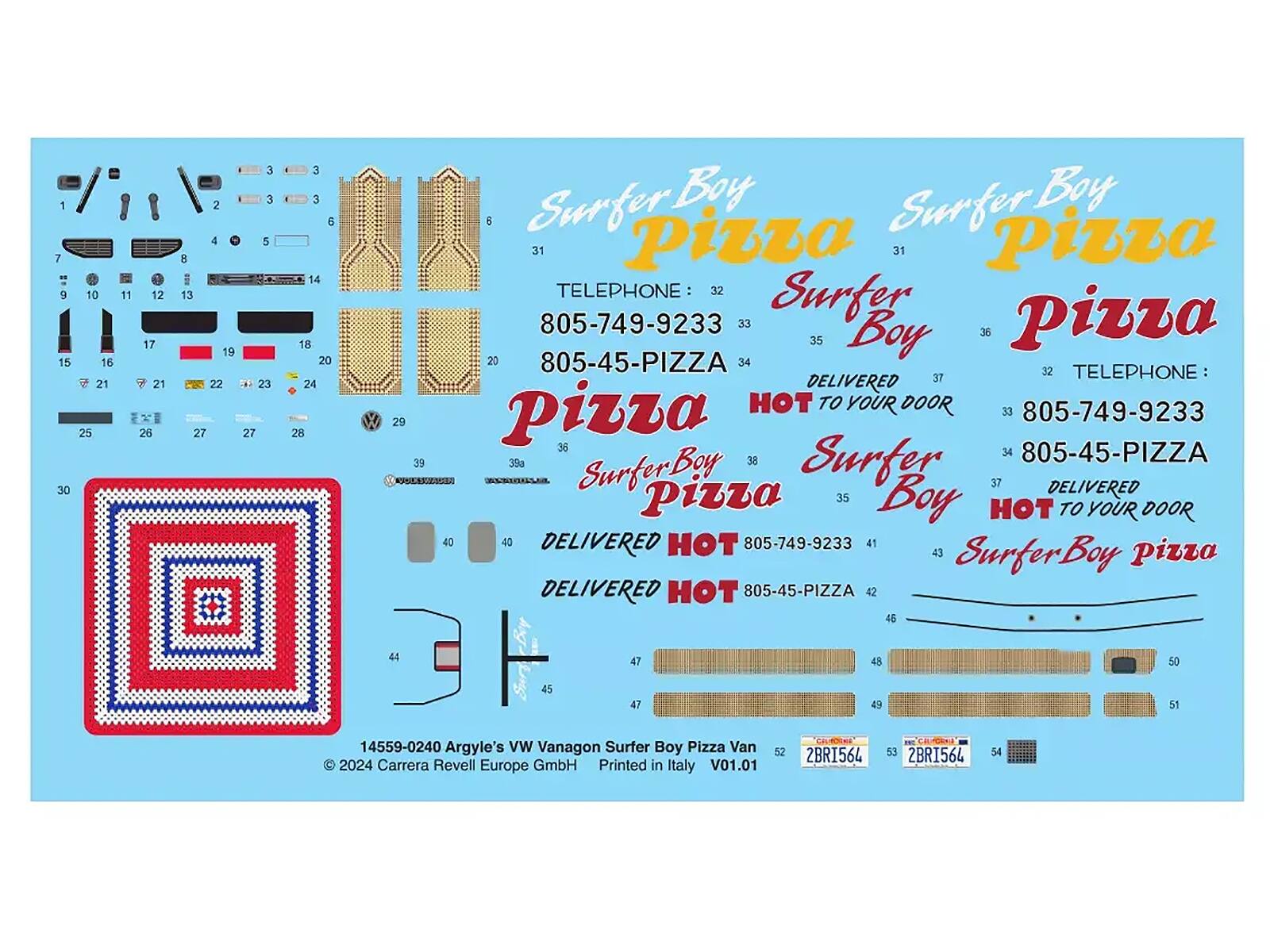 Level 3 1/25 Model Kit Argyle’s Volkswagen Vanagon "Surfer Boy Pizza ...