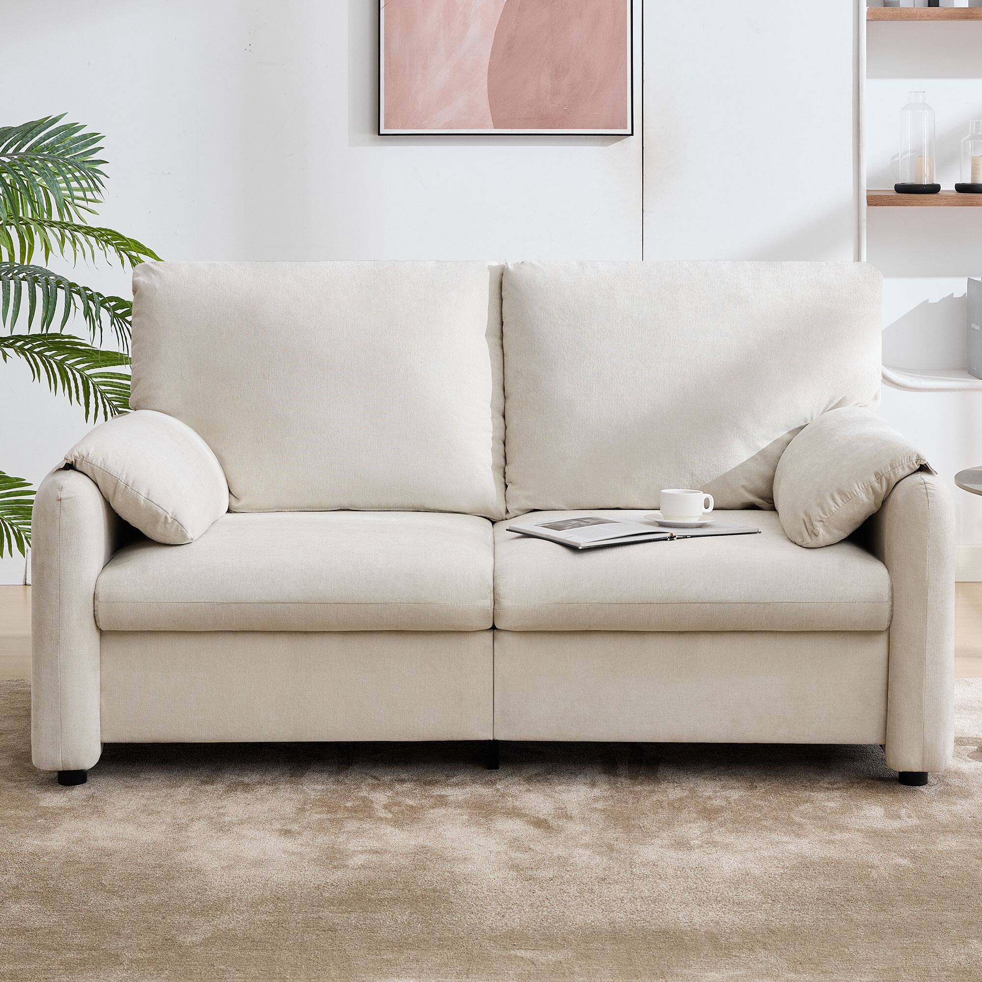 Ecooso 60" Minimalist Sofa, Down Filled Upholstered Couch with 800 lbs ...