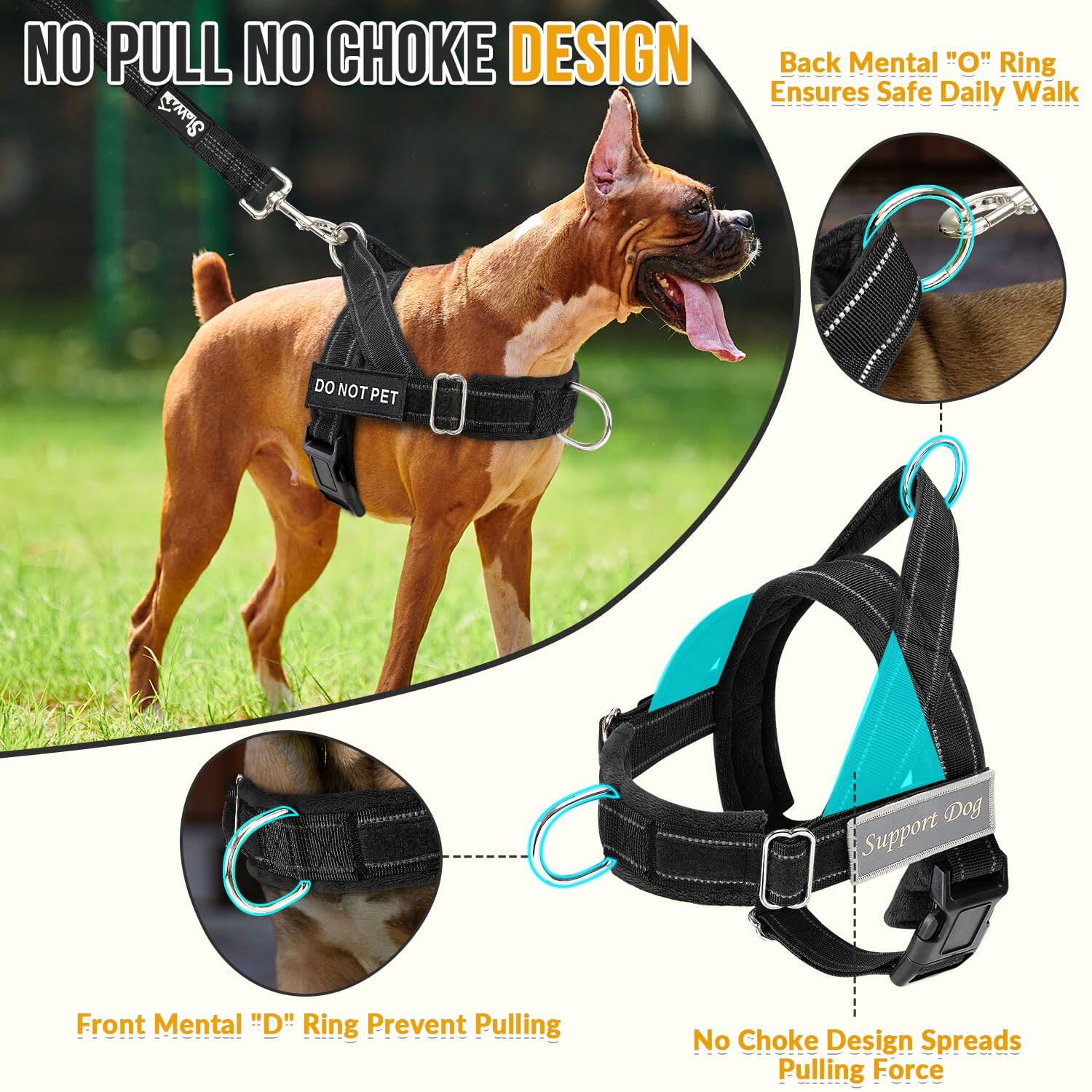 Paradigms Interiors No Pull Dog Harness & Leash Set Vest With Soft ...
