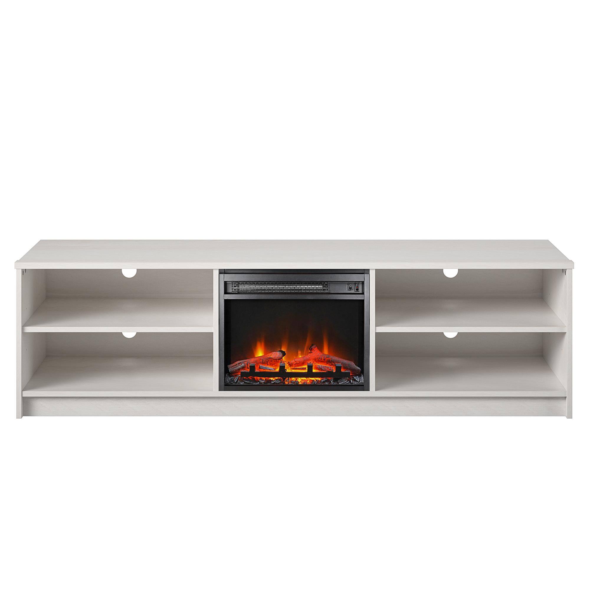 Best Buy: Ameriwood Home Noble 75" TV Stand with Fireplace Insert Ivory ...