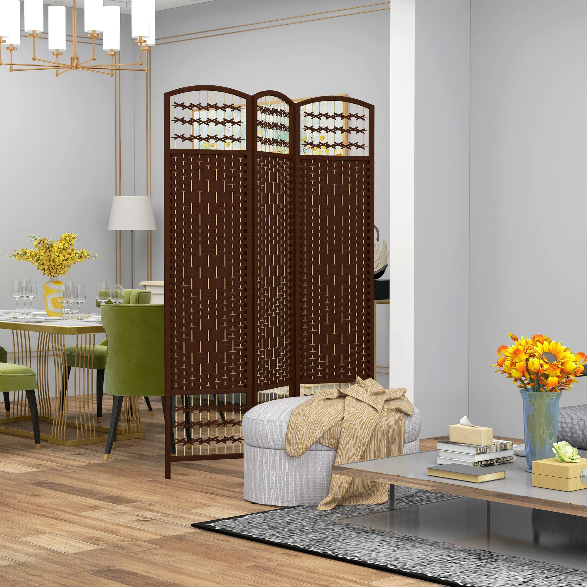 Homcom Room Divider, Folding Privacy Screen, Room Separator, Wave Fiber ...