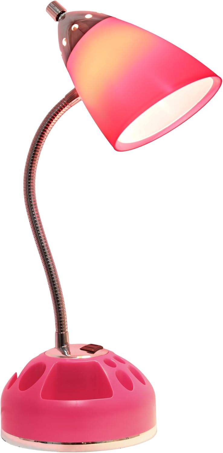 Cozy Serene LD1015 PNK LB 19.5" Flossy Organizer Desk Lamp with ...