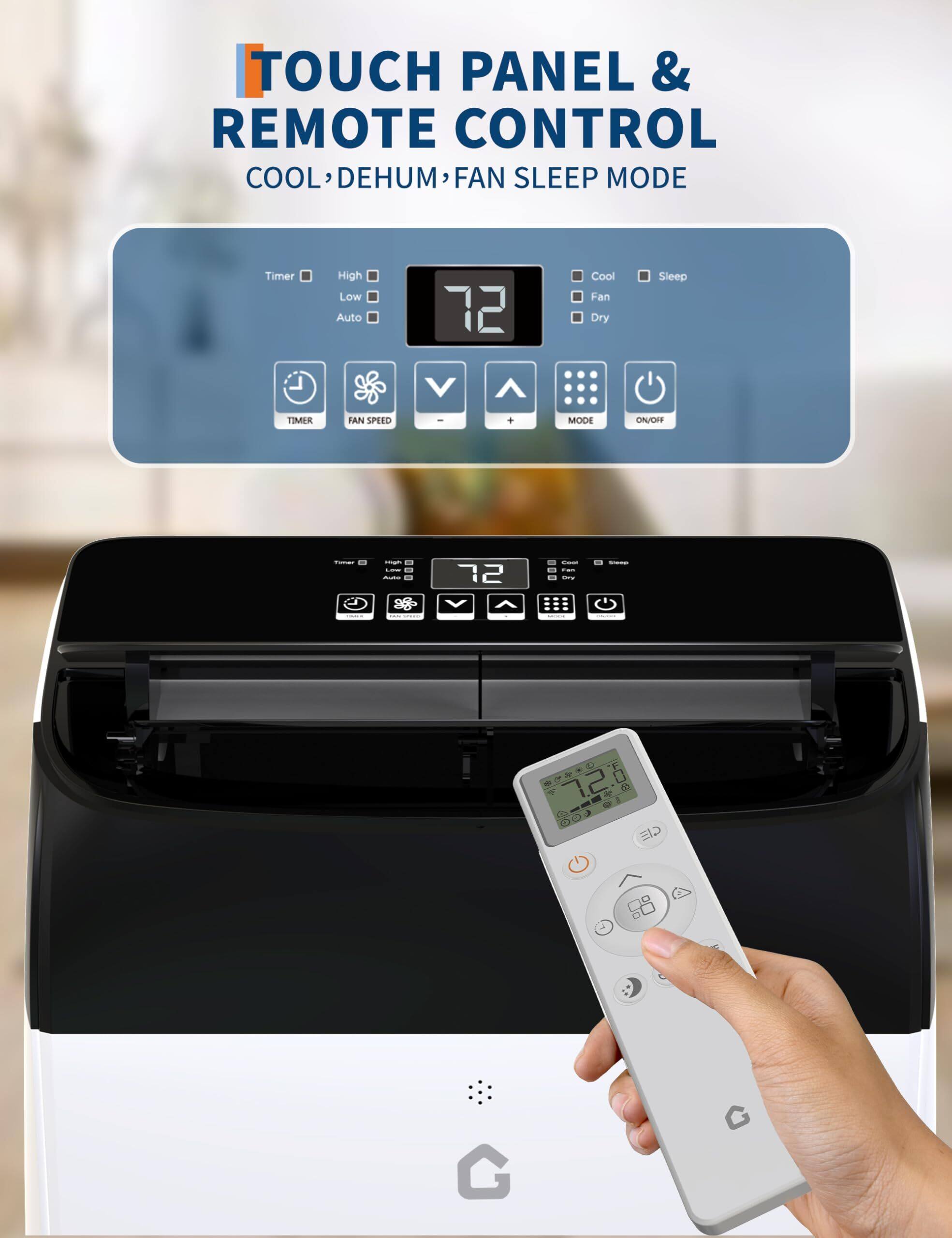 GARVEE 12000 BTU Portable AC 3 in 1 Cool/Dehumidify/Fan for 550Sq.Ft ...