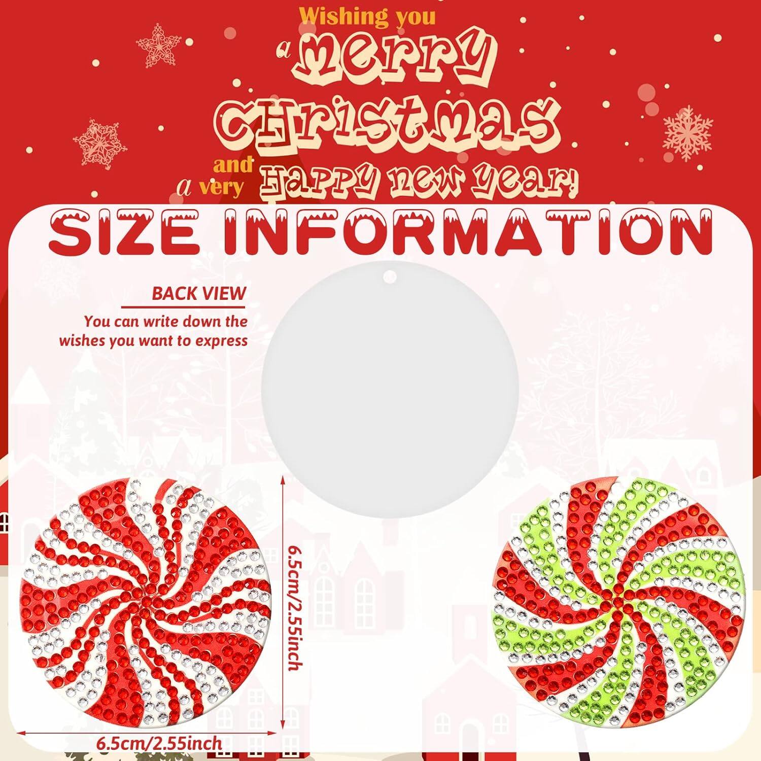 Auledio 20Pcs Christmas Diamond Art Ornaments Kit Lollipop Candy ...