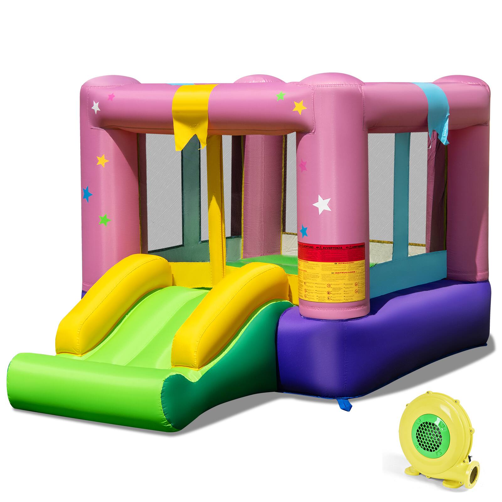 Gymax Inflatable Bounce House Bouncy Castle w/Slide & Basketball Rim ...
