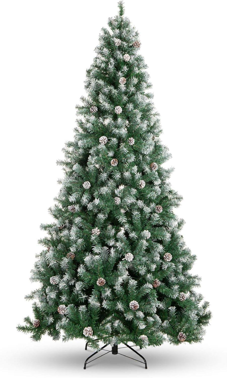 Qeetex 9FT Pre Decorated Holiday Christmas Tree with Pine Cones, 2028 ...