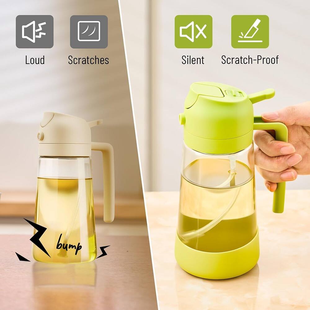 Schertz 2 in 1 Oil Sprayer & Dispenser, 17oz Green Bottle with Silicone ...