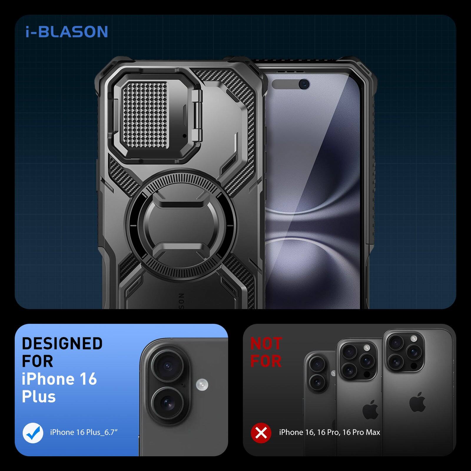 i Blason Armorbox Case for iPhone 16 Plus – MagSafe, Kickstand, Screen ...