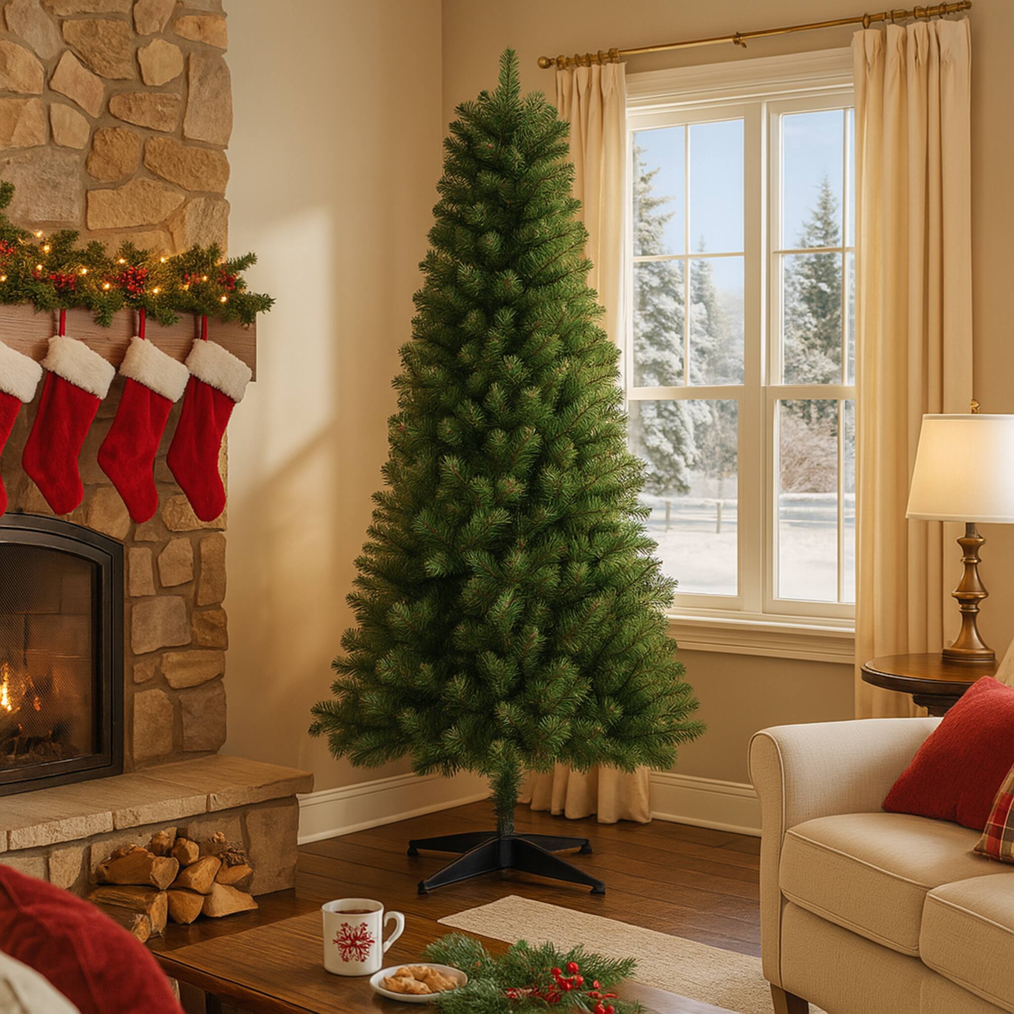 Ecooso 6FT Unlit Artificial Christmas Tree with 490 Tips, PVC Full ...