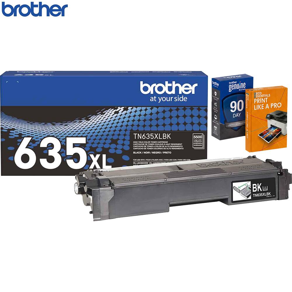 Brother TN635XLBK Genuine High Yield Toner Cartridge Black with Deco ...