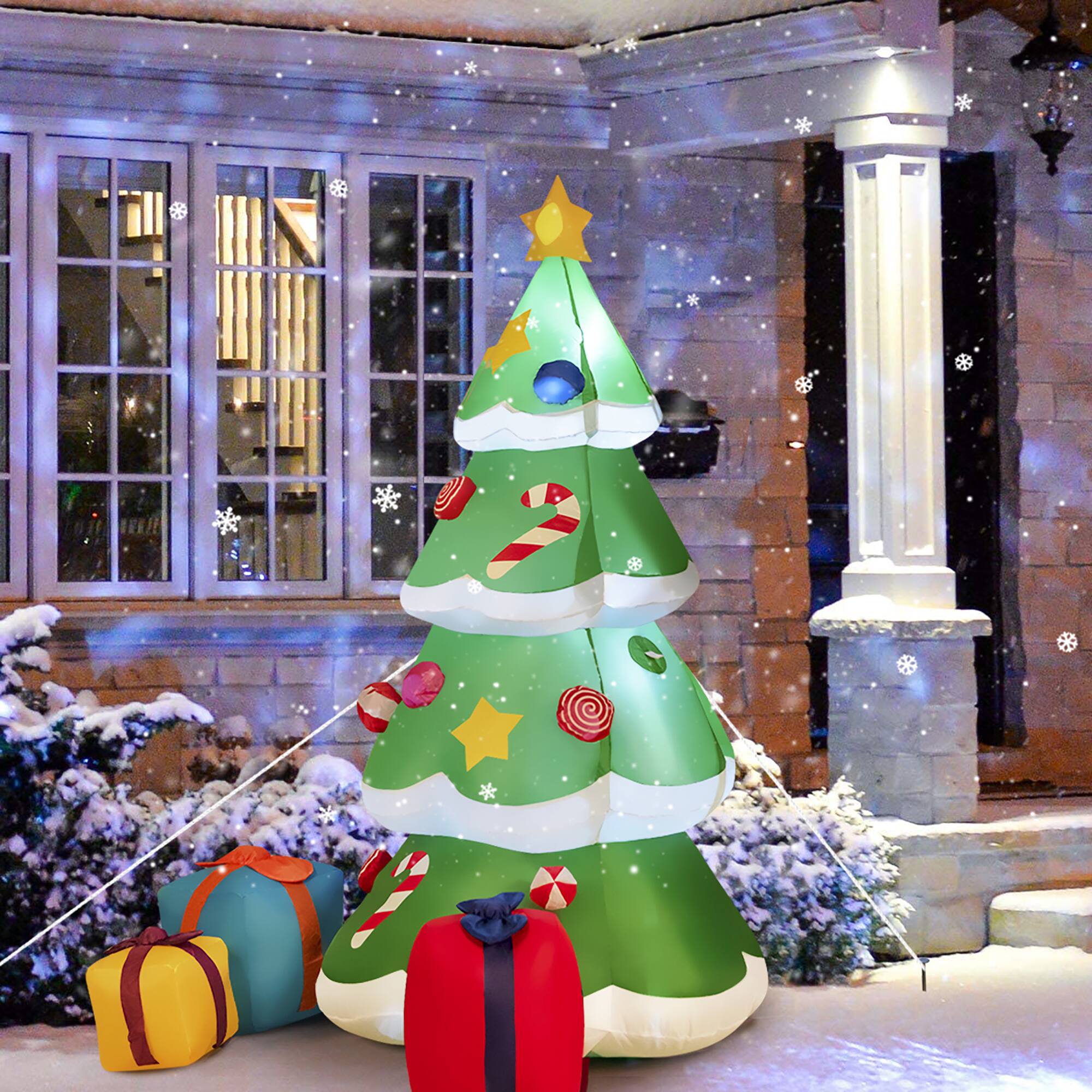 Costway 6 FT Inflatable Christmas Tree w/ Gift Boxes LED Bulbs Blow Up ...