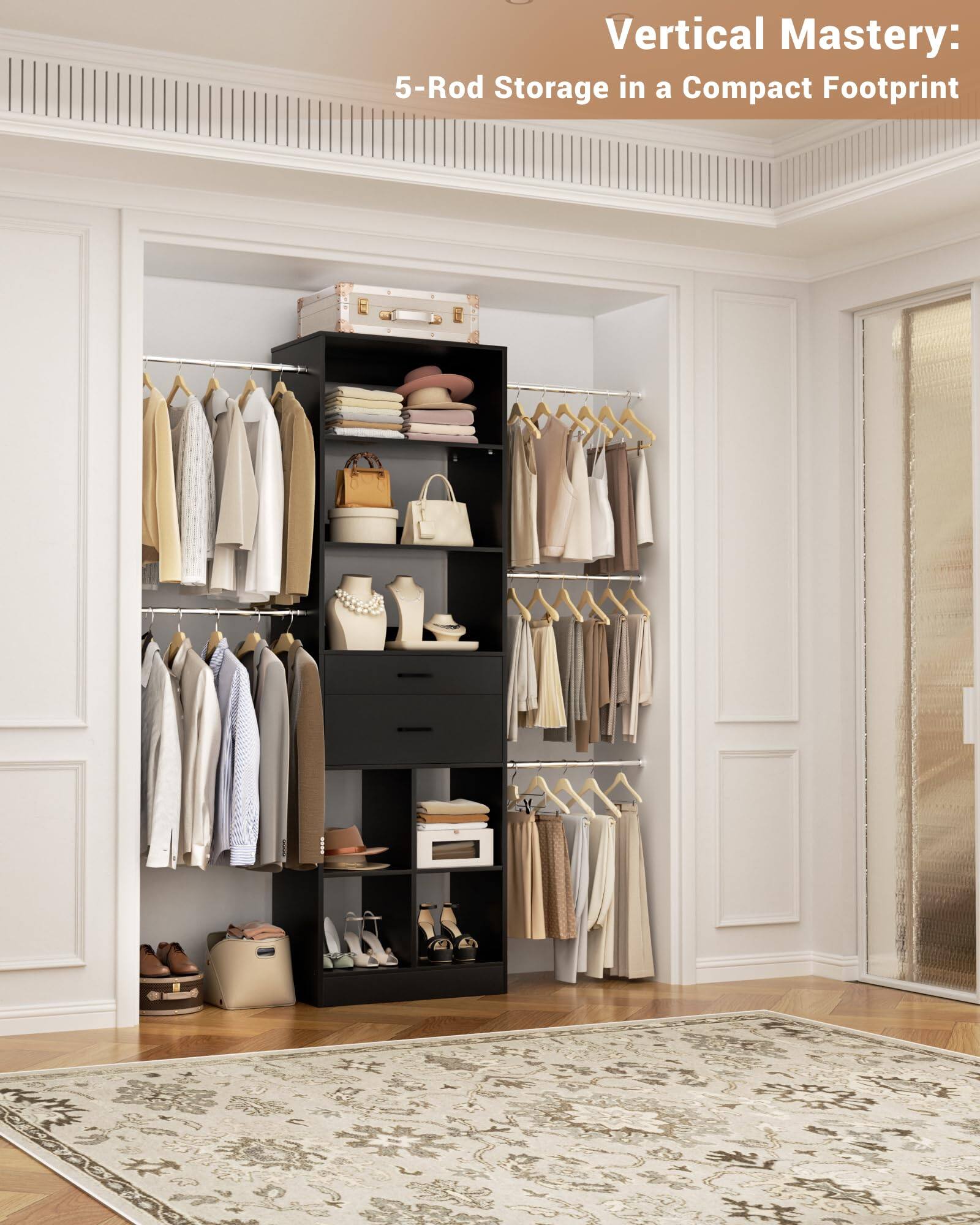 Aheaplus Small Closet System, 3.2 6.8FT Adjustable Closet Organizer ...