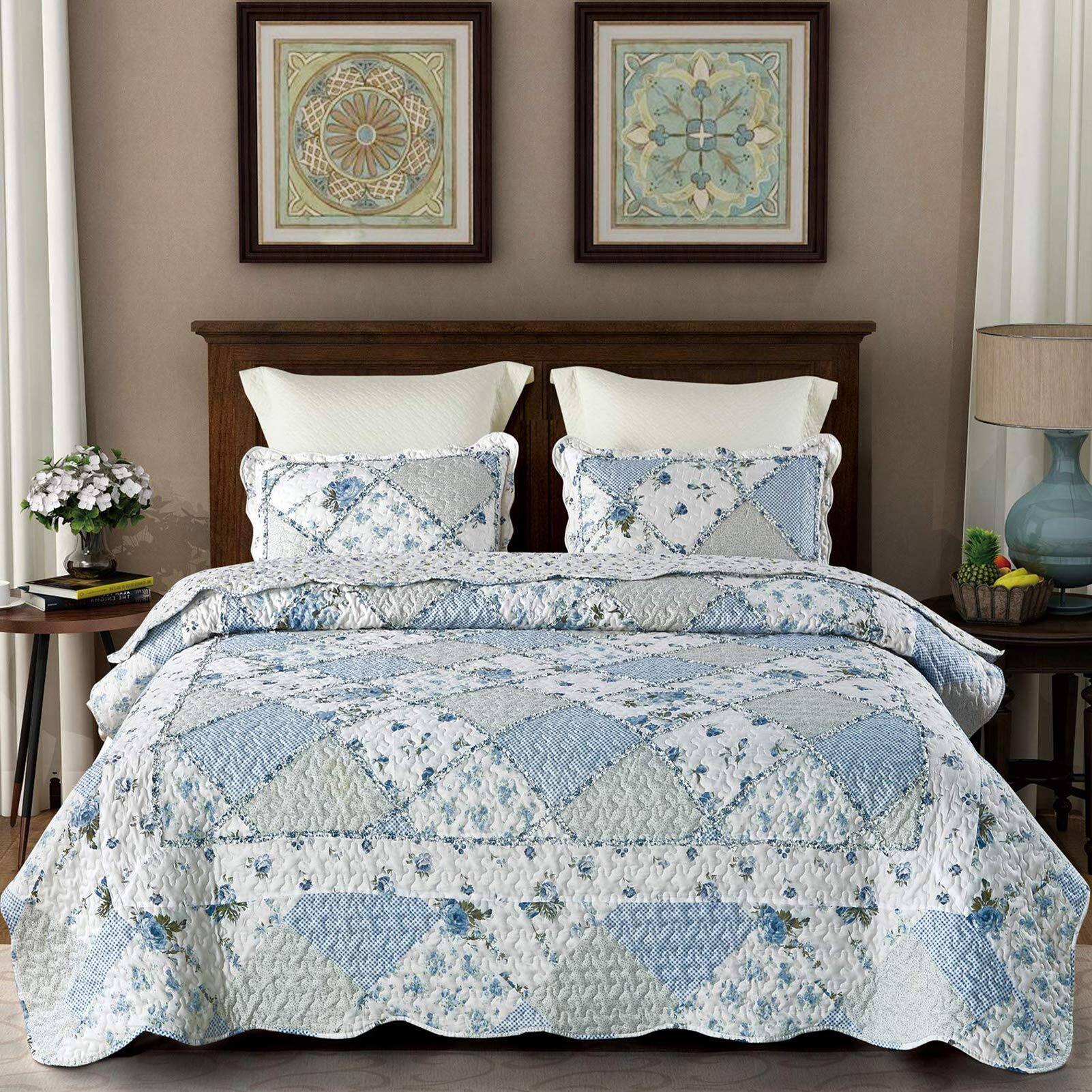 Dapper Styles Floral Patchwork Quilt Set Full Bedding With 2 ...