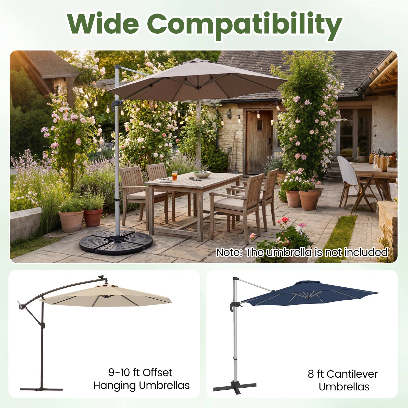 Costway 4 Plate Patio Offset Umbrella Base Stand Weights Sand/Water ...