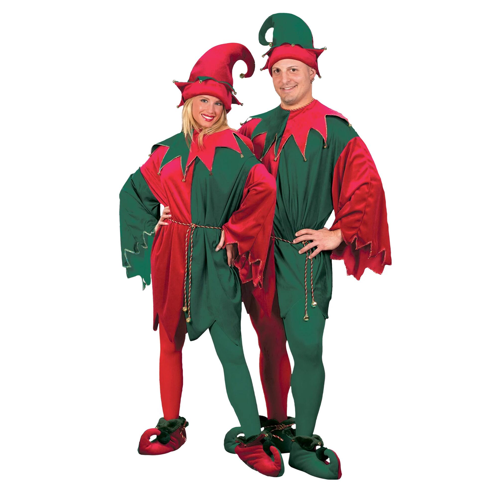 Fun World and Green Elf Unisex Adult Christmas Costume Set One Size Red ...