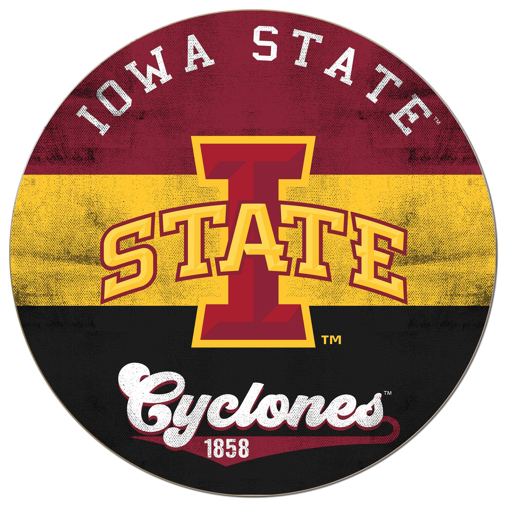 Jardine Iowa State Cyclones 20'' x 20'' Retro Logo Circle Sign Red ...