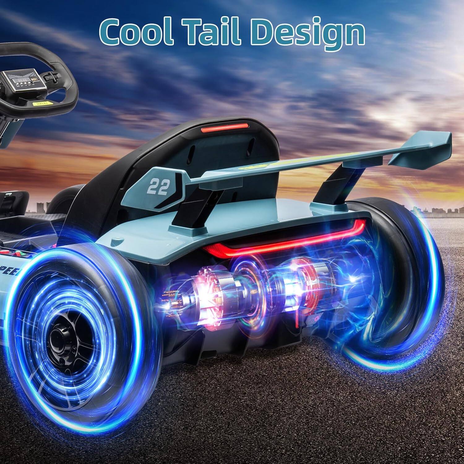 GARVEE 24V Kids Electric Drift Go Kart, Racing Ride On Car with Dual 300W Motors, Adjustable ...