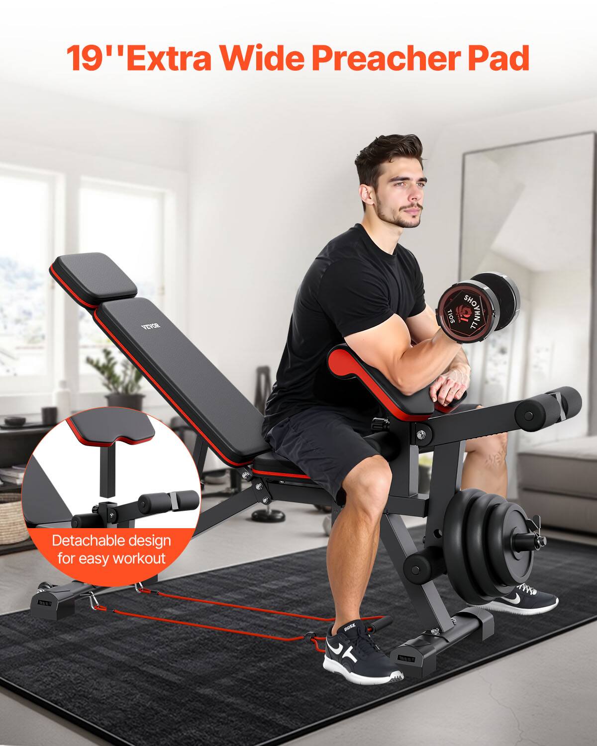 VEVOR Weight Bench, 800lbs Adjustable Weight Bench Press for Full Body ...