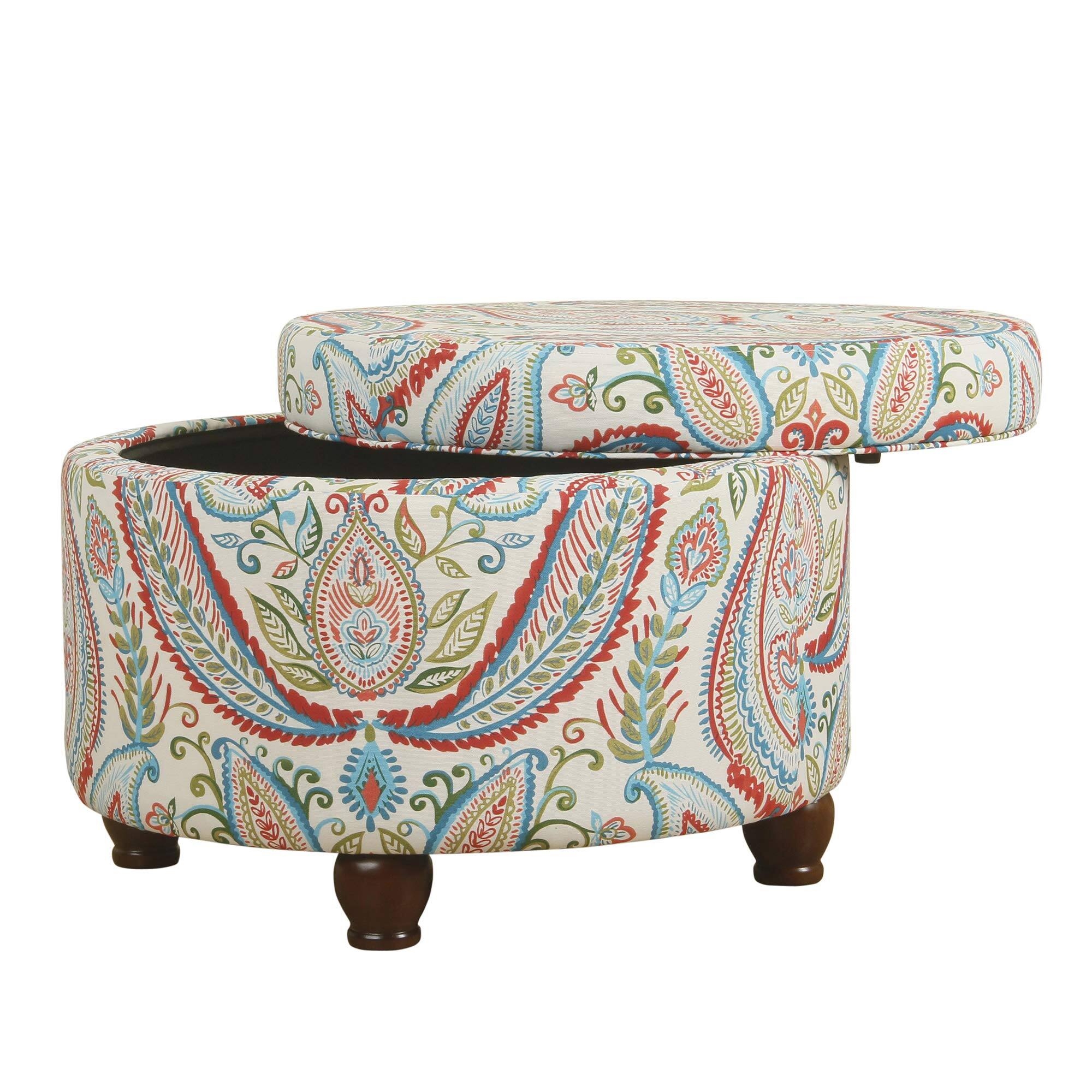 JETRANSPORT Home Decor Upholstered Round Storage Ottoman Living Room ...