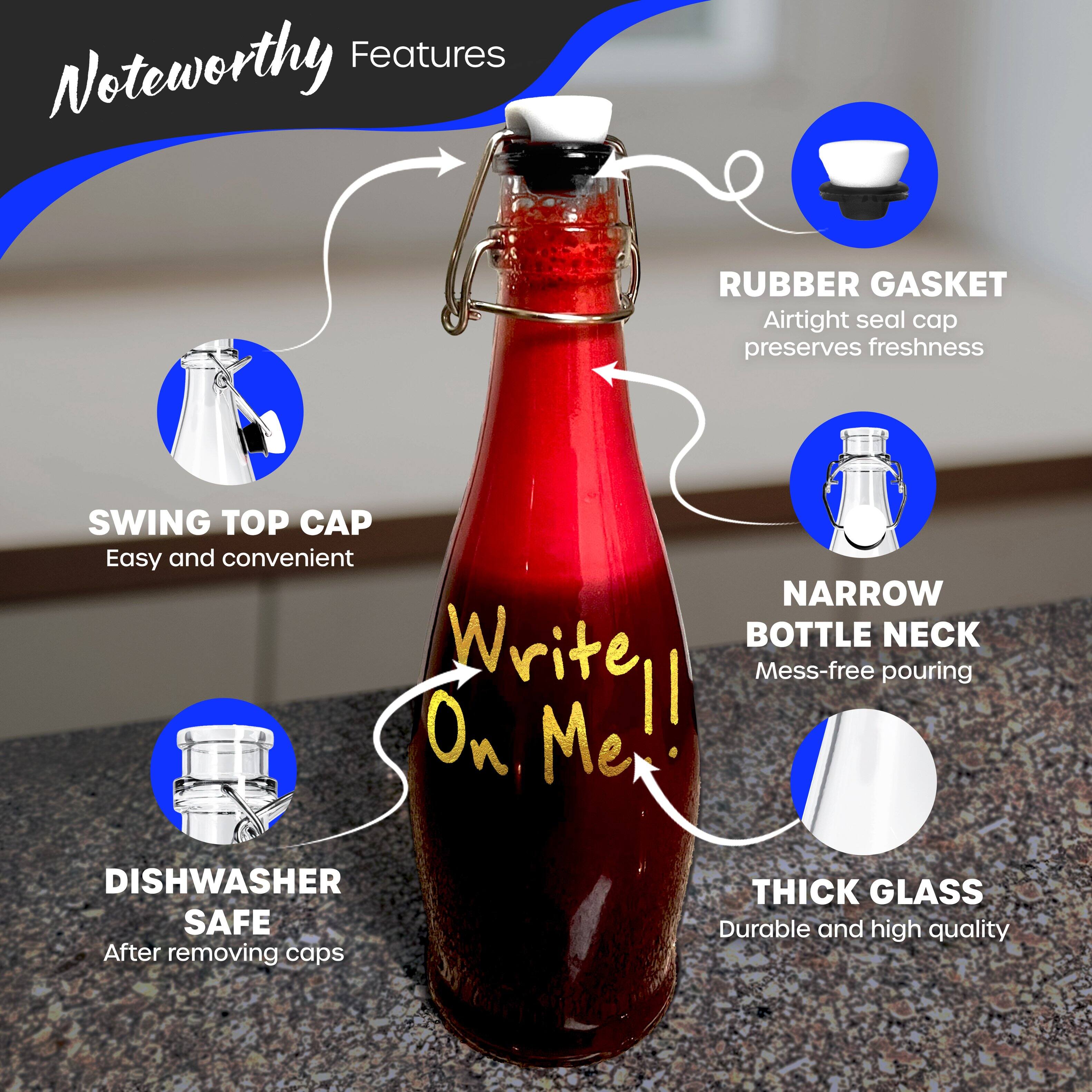 Nevlers 17 Oz. Teardrop Swing Top Glass Bottles with Bottle Brush ...