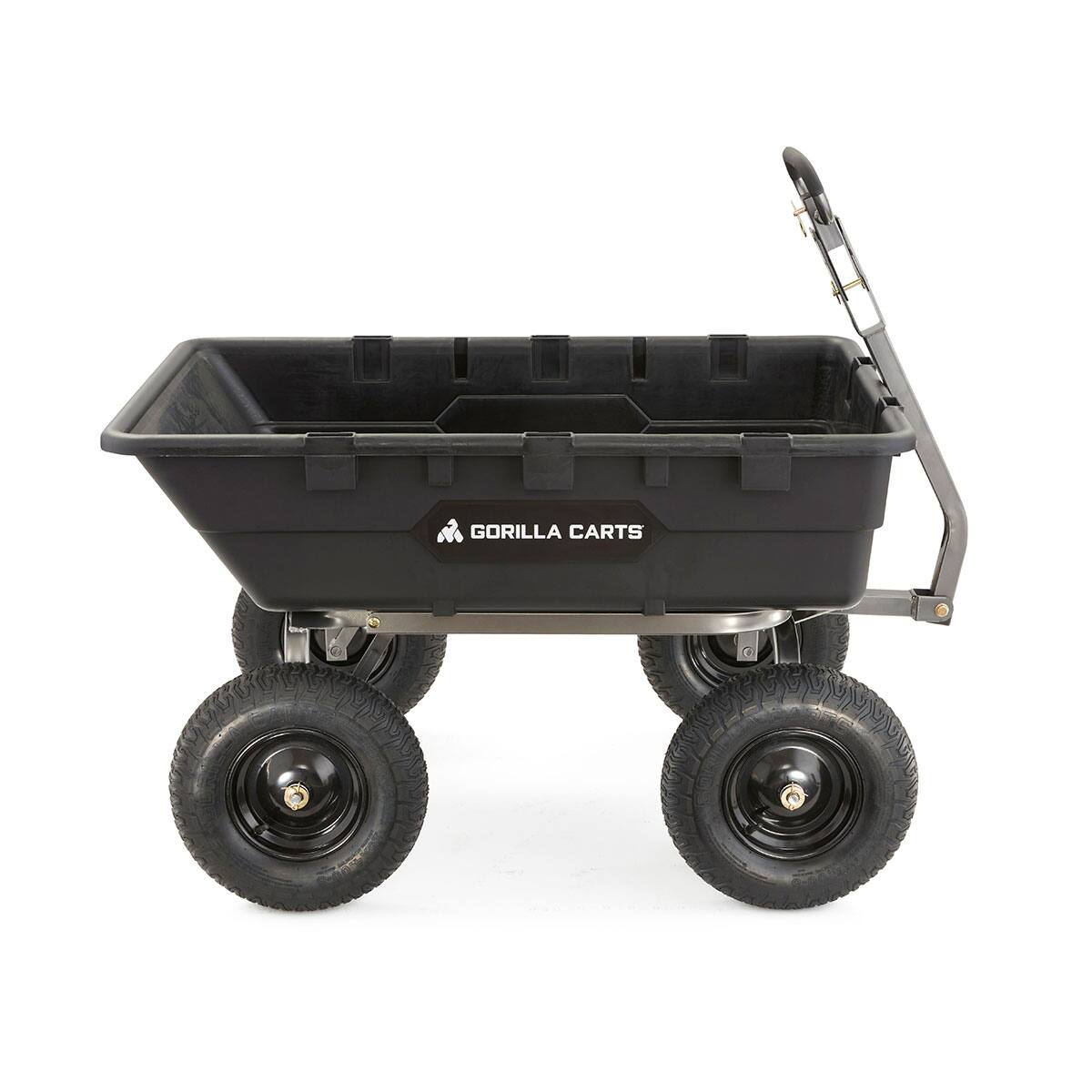 Gorilla Carts Heavy Duty Poly Yard Dump Cart Garden Wagon with 16 Inch Tires Black GOR10-16 ...