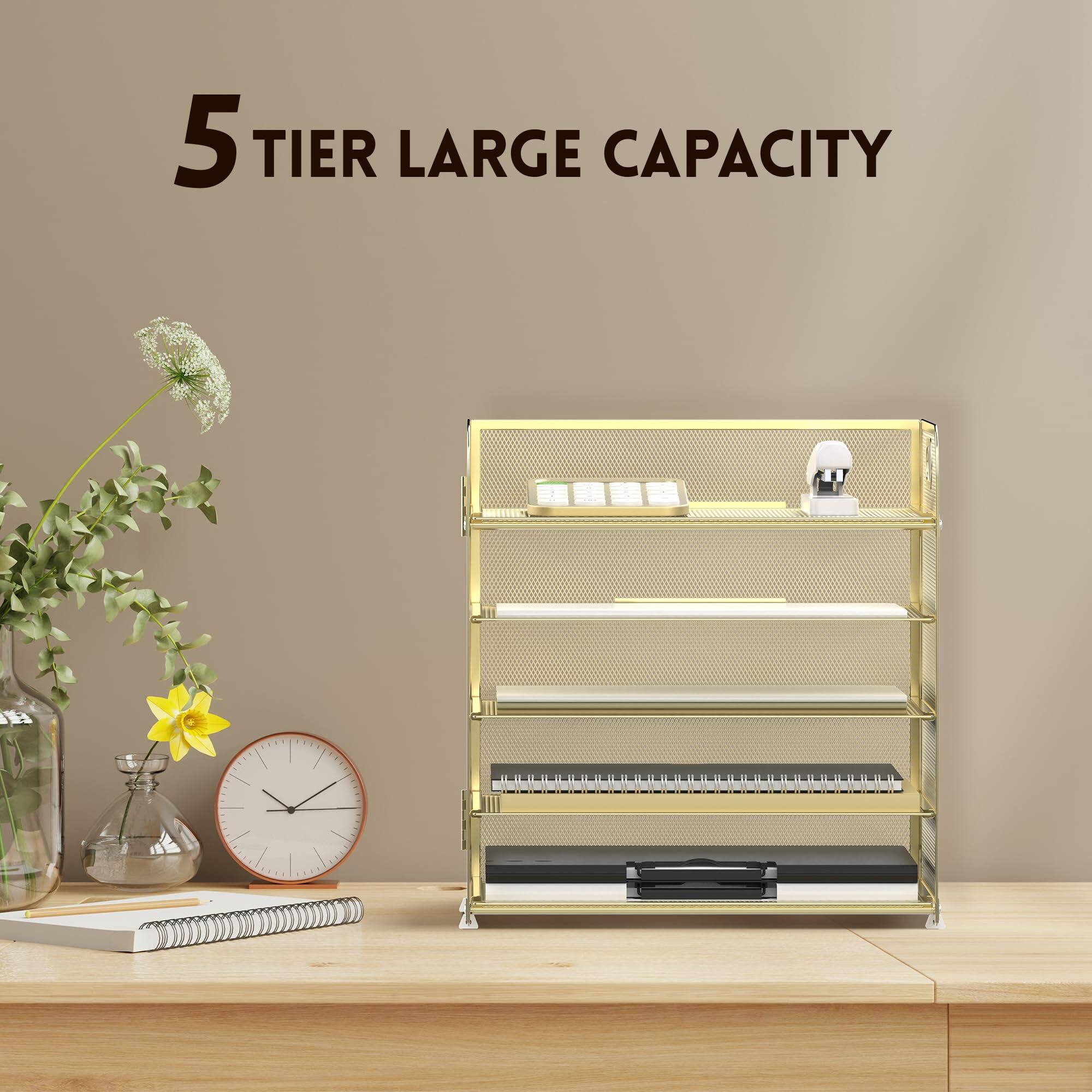 Dapper Styles 5 Trays Paper Organizer Letter Tray With Handle mesh Desk ...