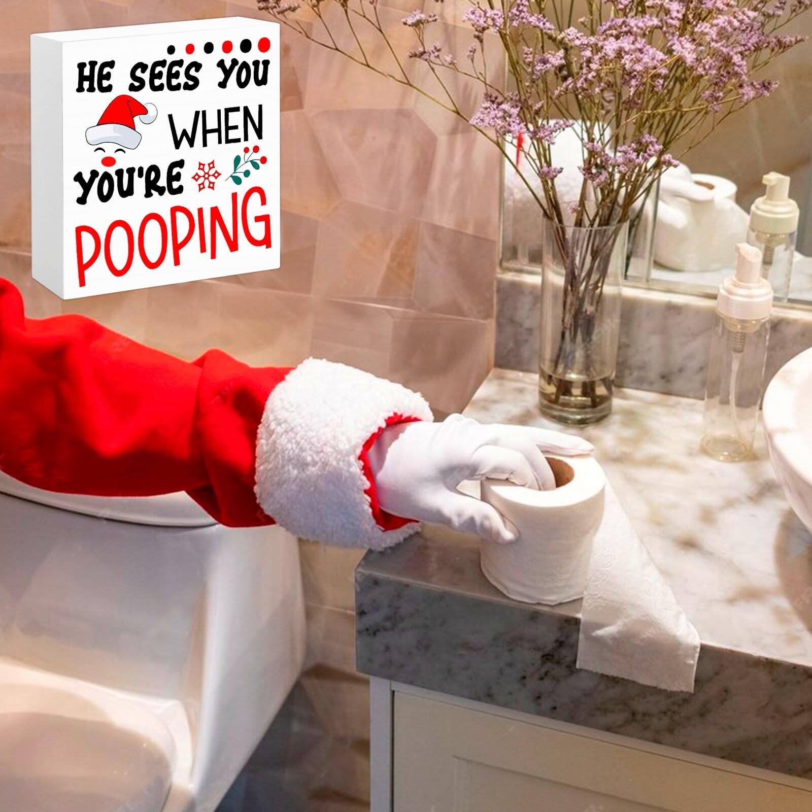 Paradigms Interiors He Sees You When You're Pooping Sign Funny ...