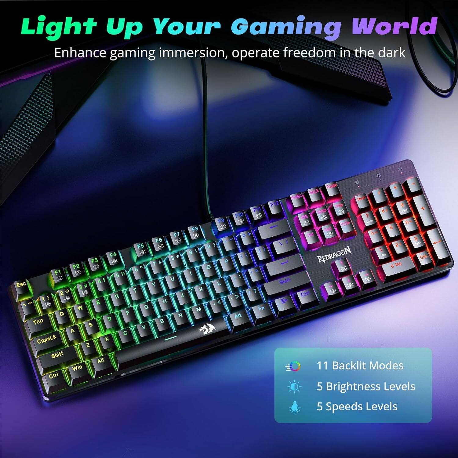 PARKER SLATER Wired mechanical gaming keyboard with backlight modes ...