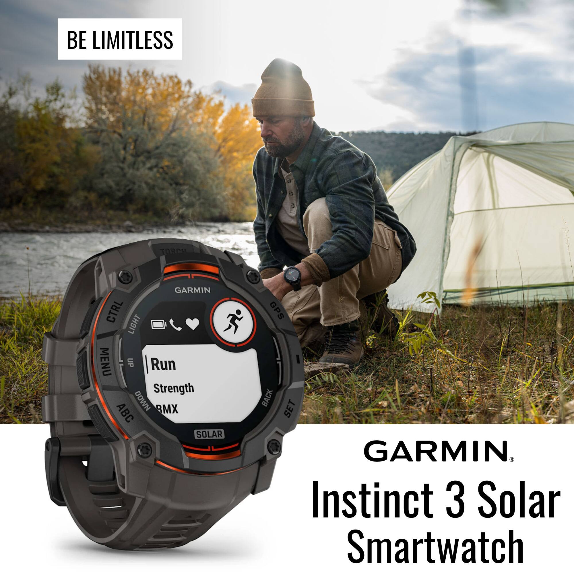 Garmin Instinct 3 50mm Solar Black with Charcoal Band GPS Smartwatch ...