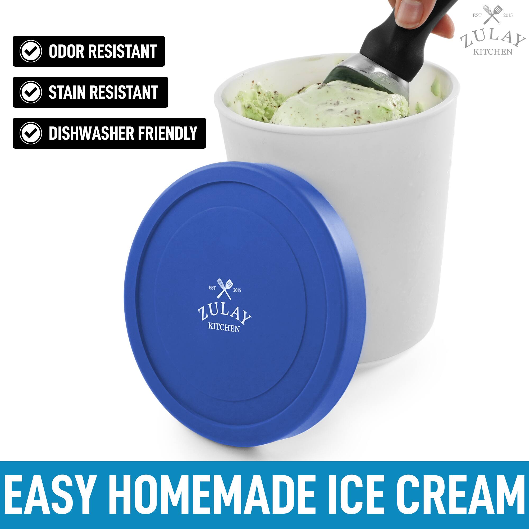 Zulay Kitchen Large Ice Cream Containers For Homemade Ice Cream ...