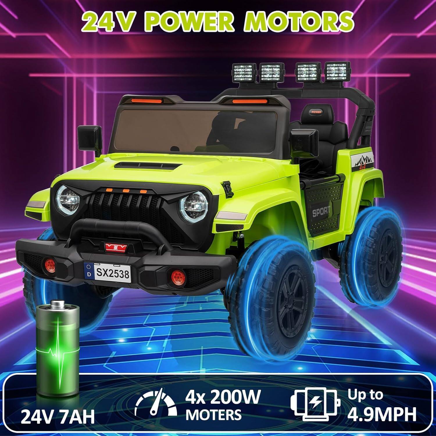 Homhougo 24V Electric 2 Seater Ride On Truck for Kids 4WD 800W Motor ...