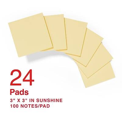 Staples Ultra Sticky Notes, 3" x 3", Sunshine Collection, 100 Sheets ...