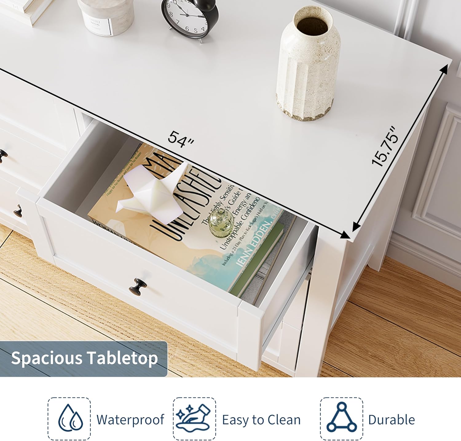 Homhougo 6 Drawer Dresser for Bedroom, Modern Wood Storage Cabinet for ...