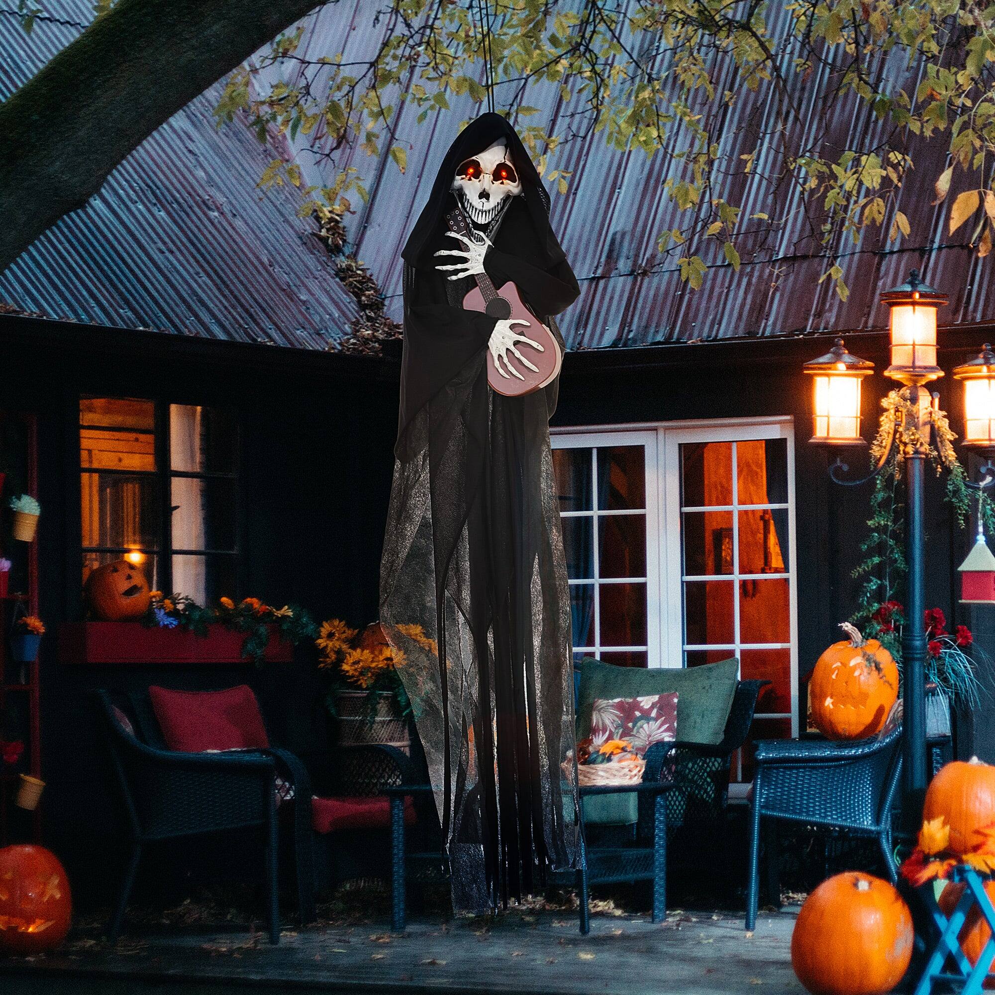 Boyel Living 4.3ft Halloween Animatronic Grim Reaper with Guitar Motion ...