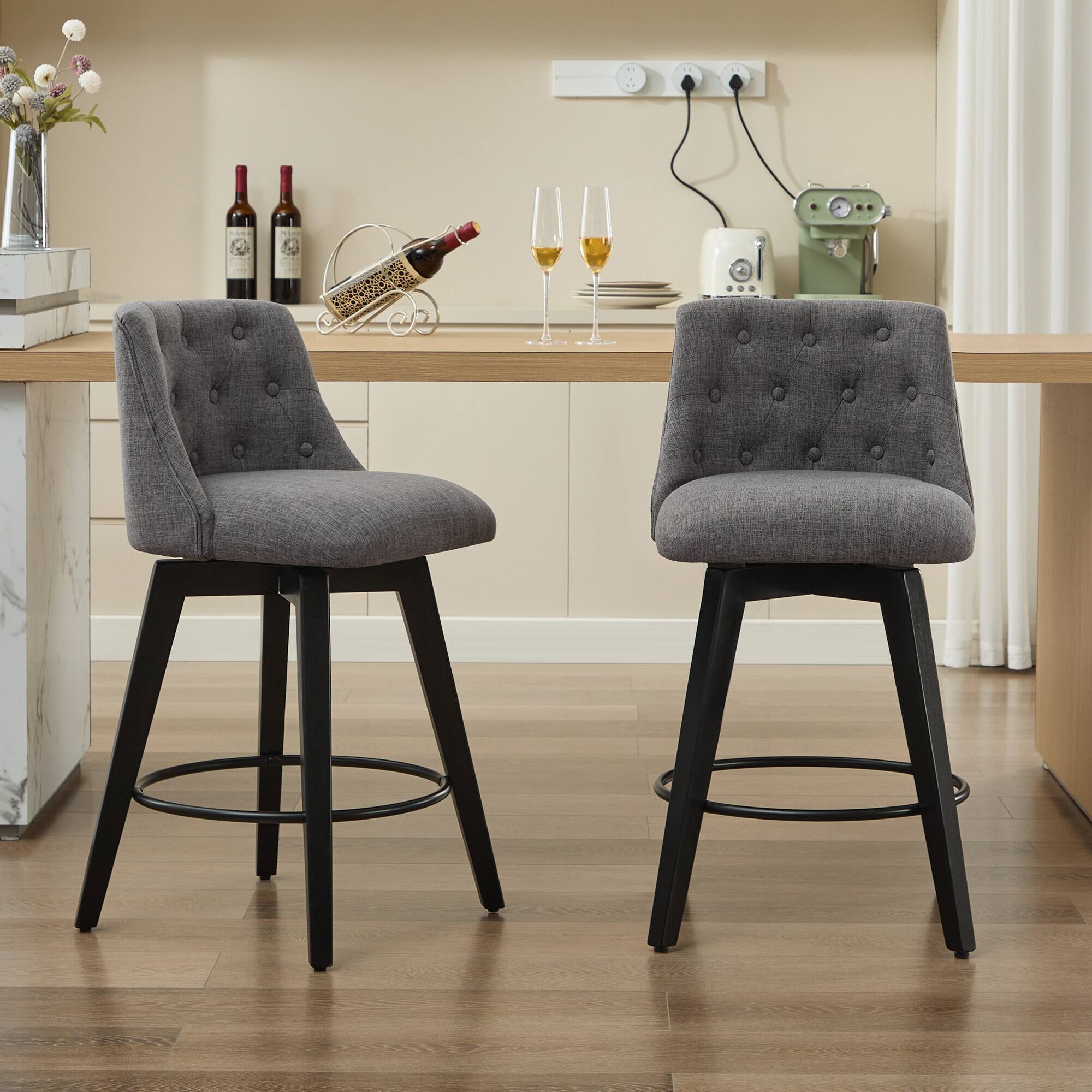 APRILSOUL 007 360 Swivel Bar Stools Set of 2 Modern 25 Counter Height ...