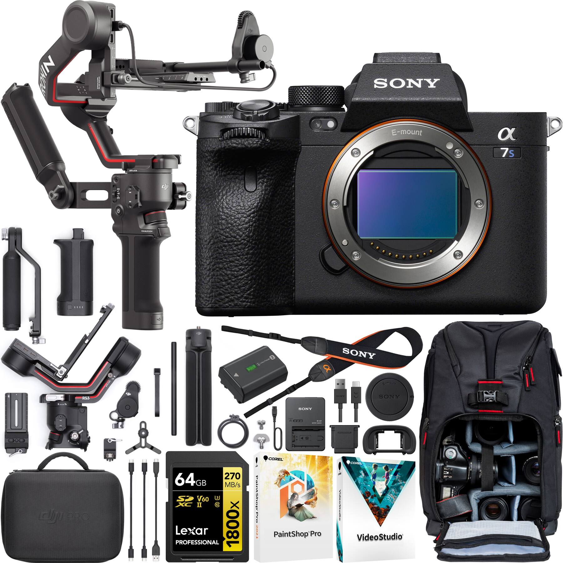 Sony a7S III Mirrorless Full Frame Camera Body Kit + DJI RS 3 Combo Gimbal Bundle ILCE7SM3/B ...