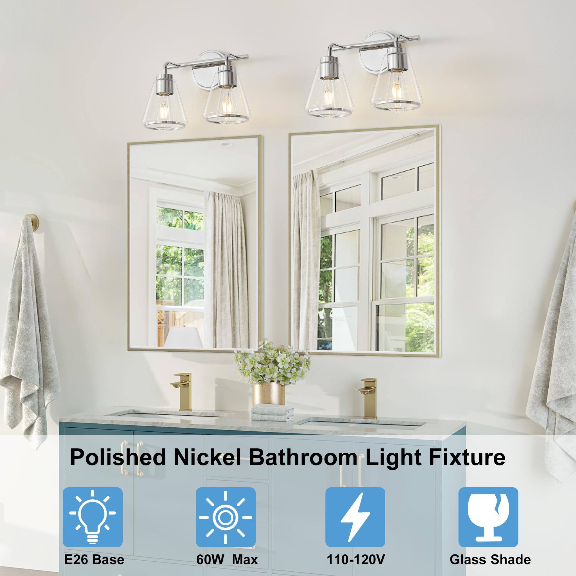 Earthley Blooms Bathroom Light Fixtures Over Mirror Polished Nickel ...