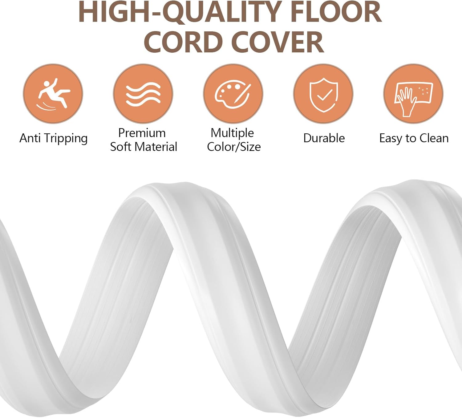 AGPtek 6.5 Ft Floor Cord Protector 3 Channels Contains Cords White 6 ...