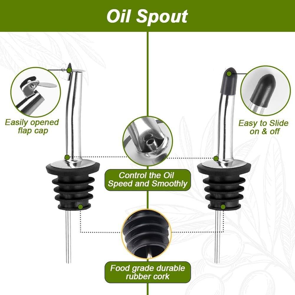 Schertz 2 Pack 17oz Green Glass Olive Oil & Vinegar Dispenser Bottles ...