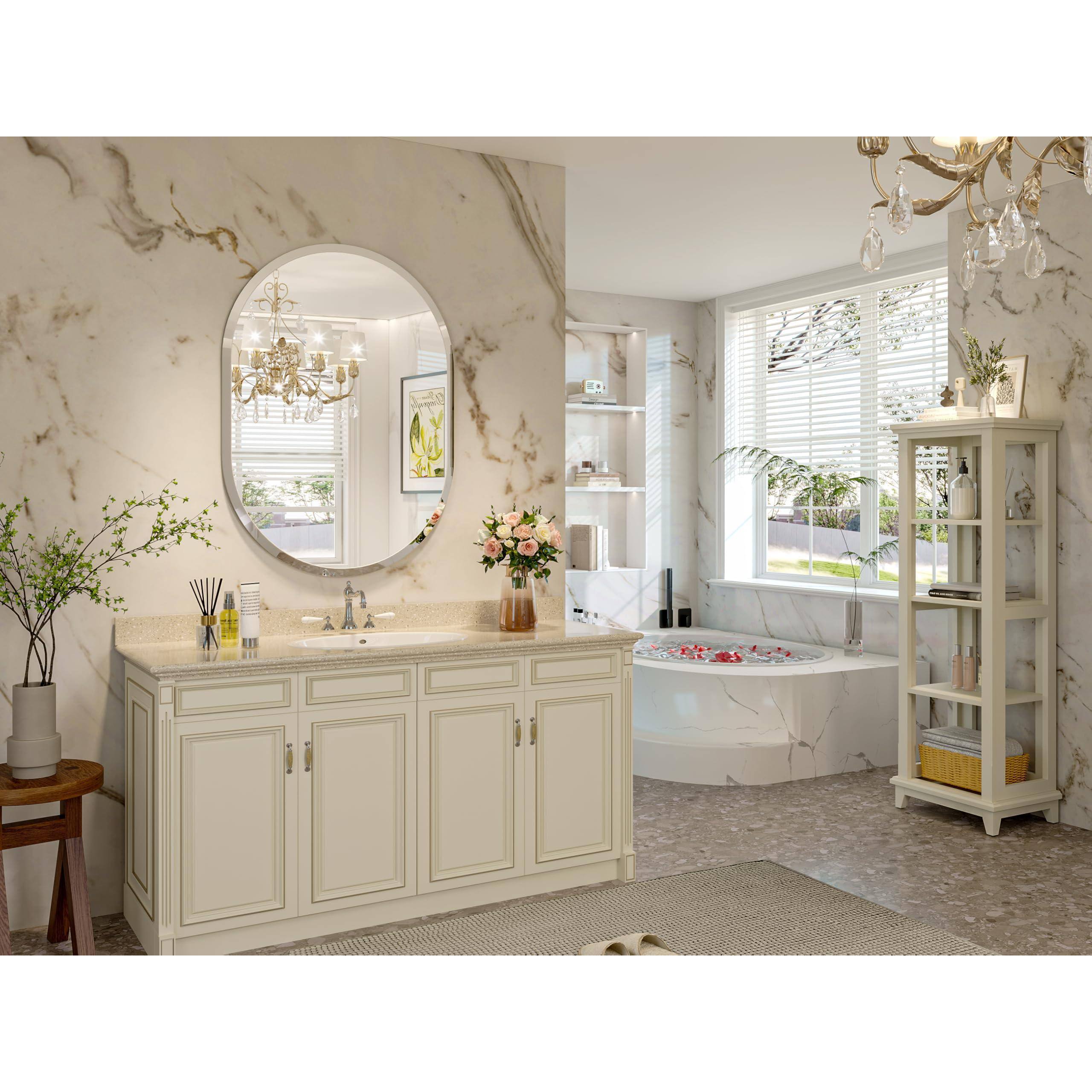 Comfort Essence Frameless Oval Mirror 18"x26" Beveled Vanity Mirrors ...