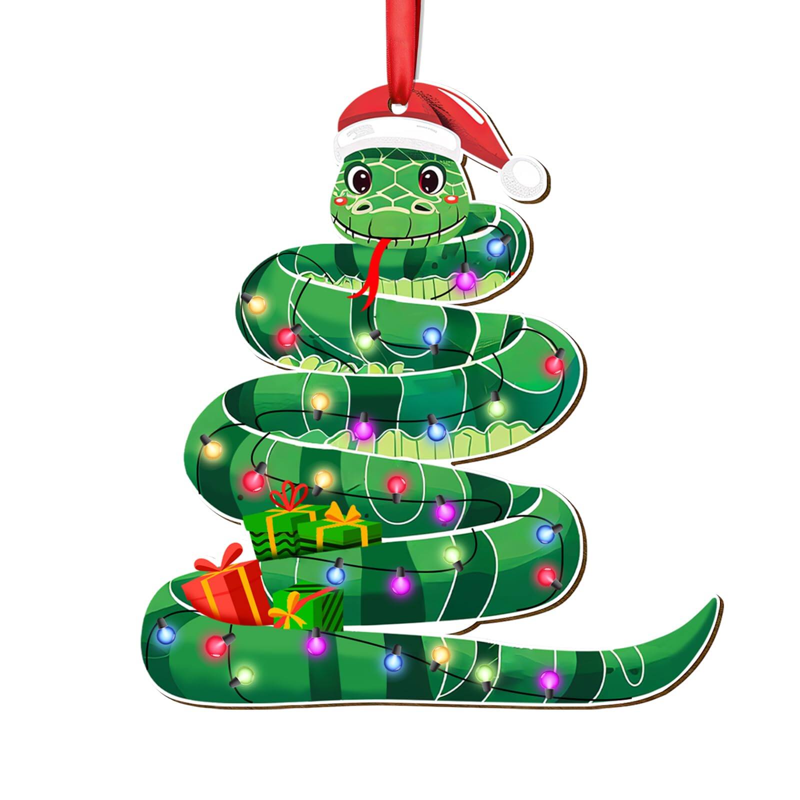 Paradigms Interiors Wooden Snake Christmas Ornament 2025 Funny Holiday ...