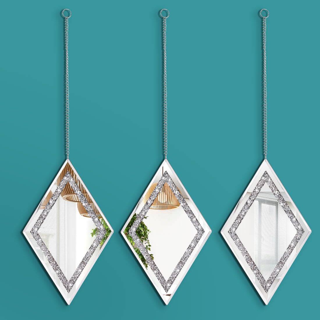 Dazzling Pops Shaped Wall Mirror Set Of 3 Decorative Crystal Crush ...