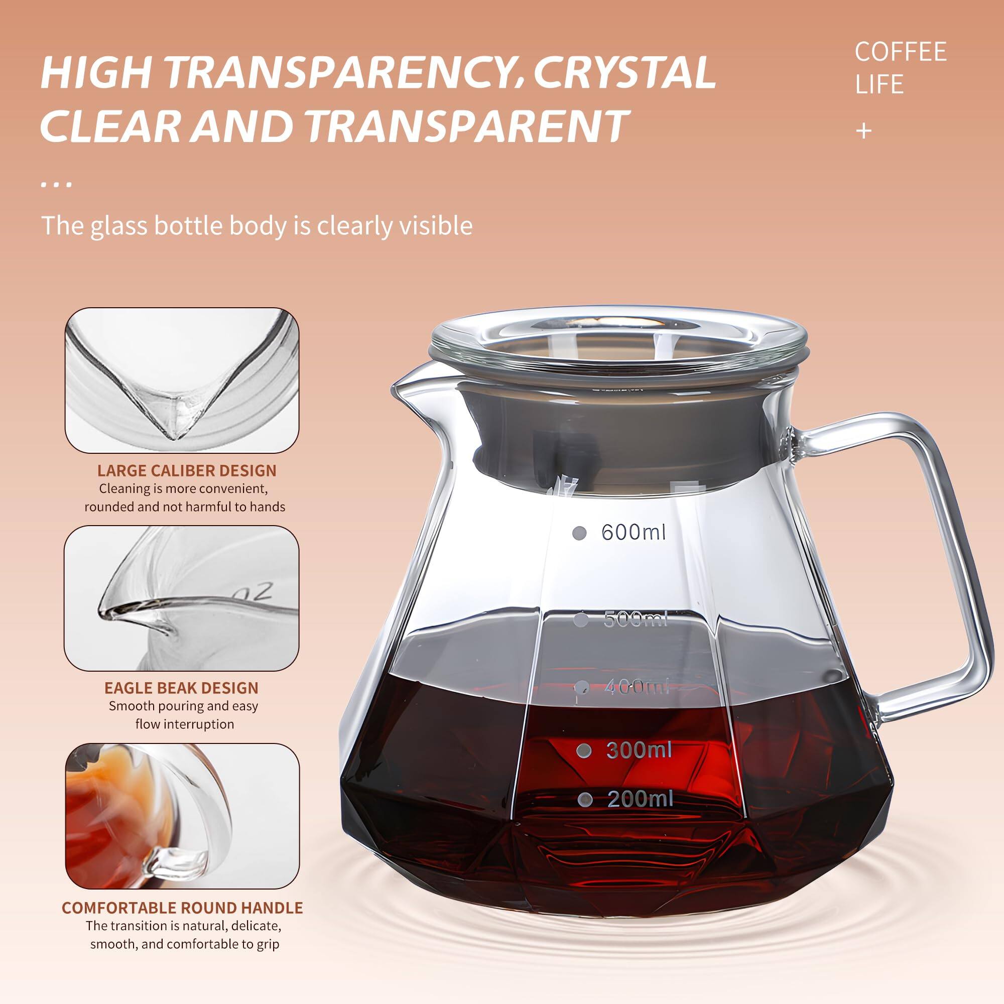 Dapper Styles Glass Coffee Server For Drip Maker Standard Carafe Pot With Lid Clear 02 ...