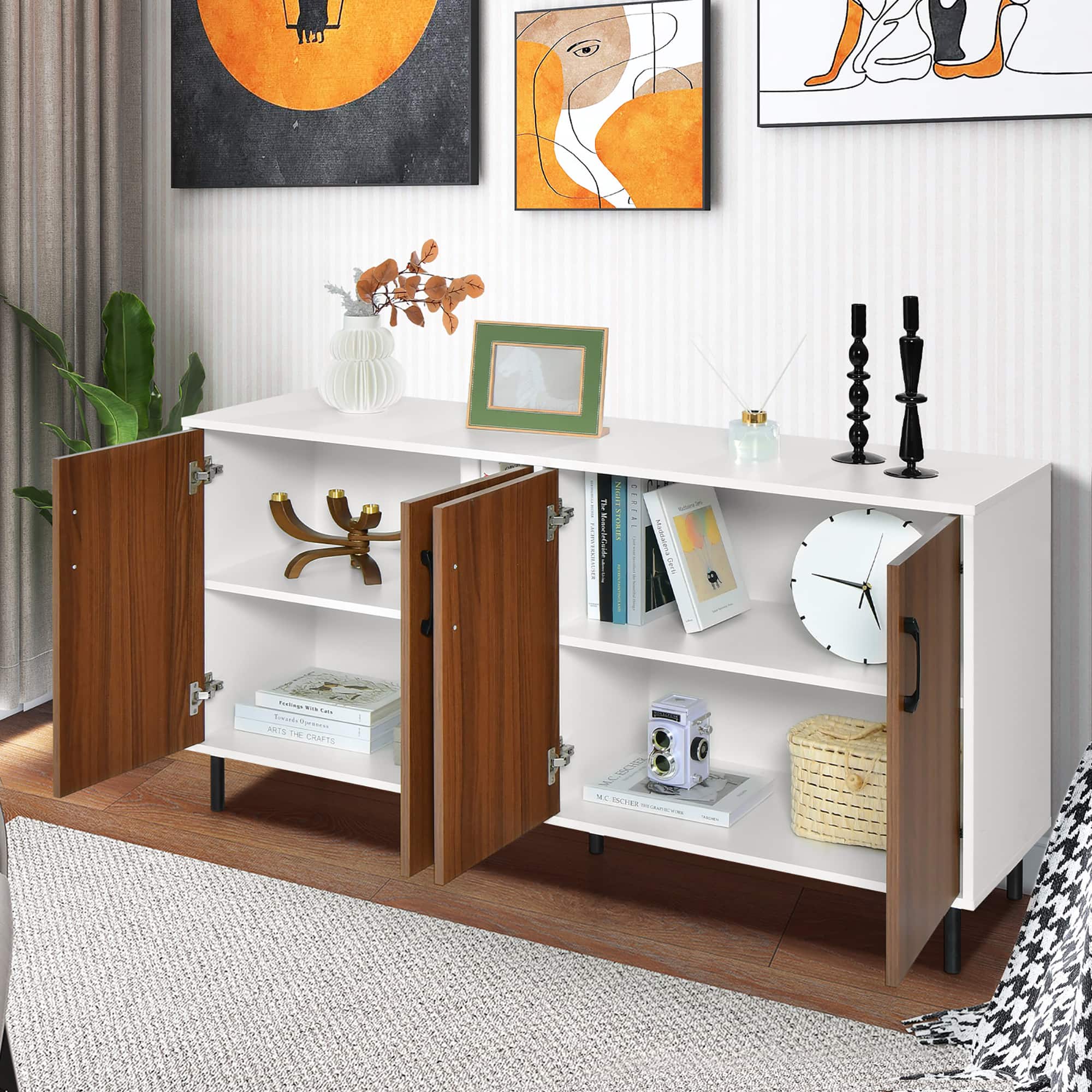 Costway Buffet Server Sideboard Kitchen Storage Cabinet Cupboard with ...