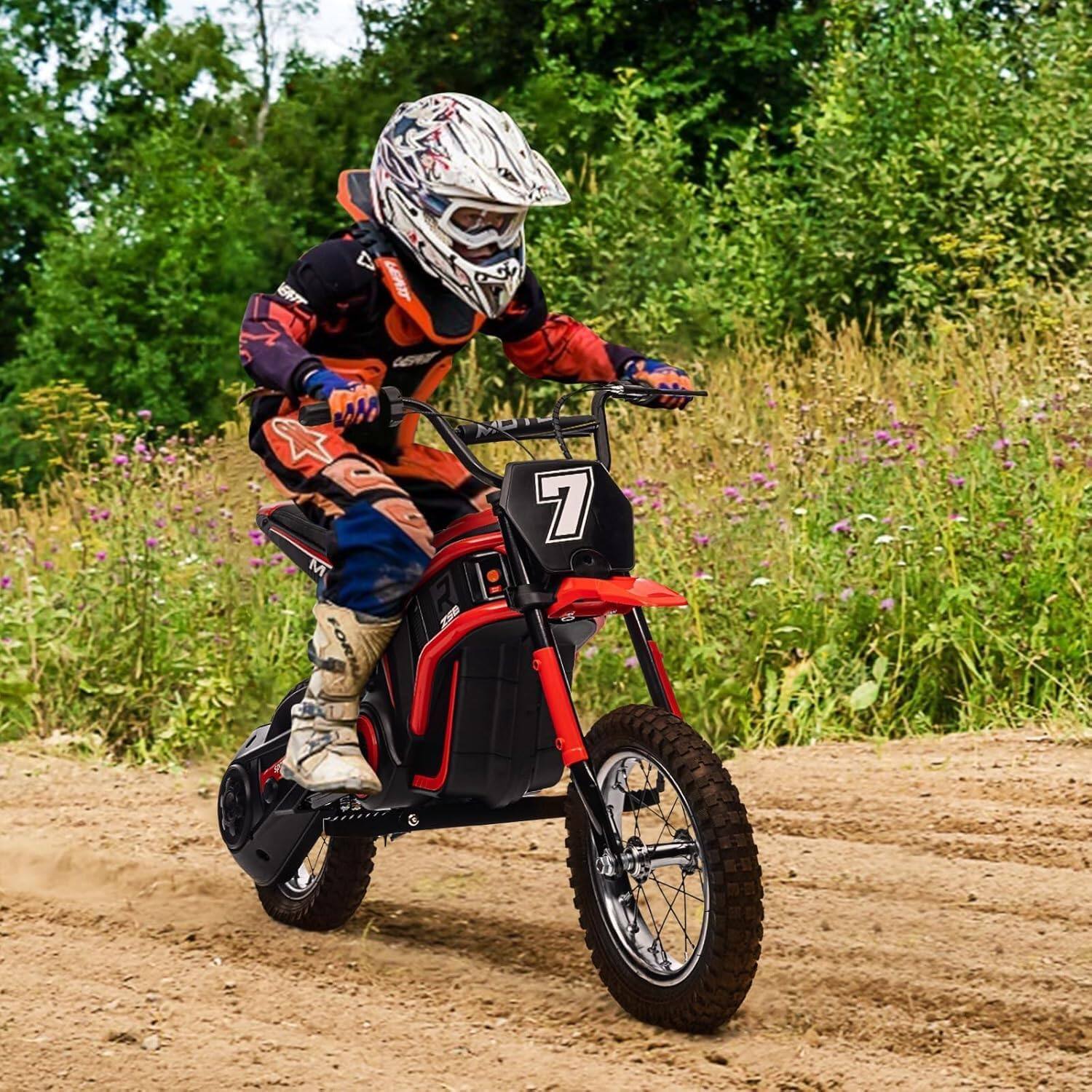 GARVEE 24V Kids Electric Dirt Bike with 350W Motor & 3 Speed Modes | Reaches 14.29 MPH, ASTM ...