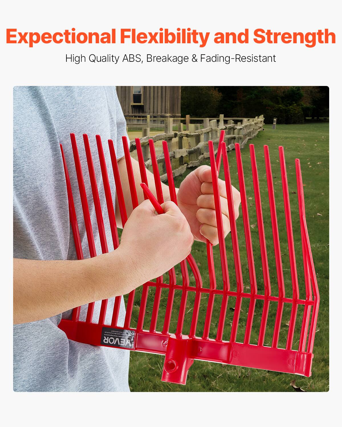 VEVOR 6PCS Manure Fork Replacement Head, 18 Angled Tines Horse Manure ...