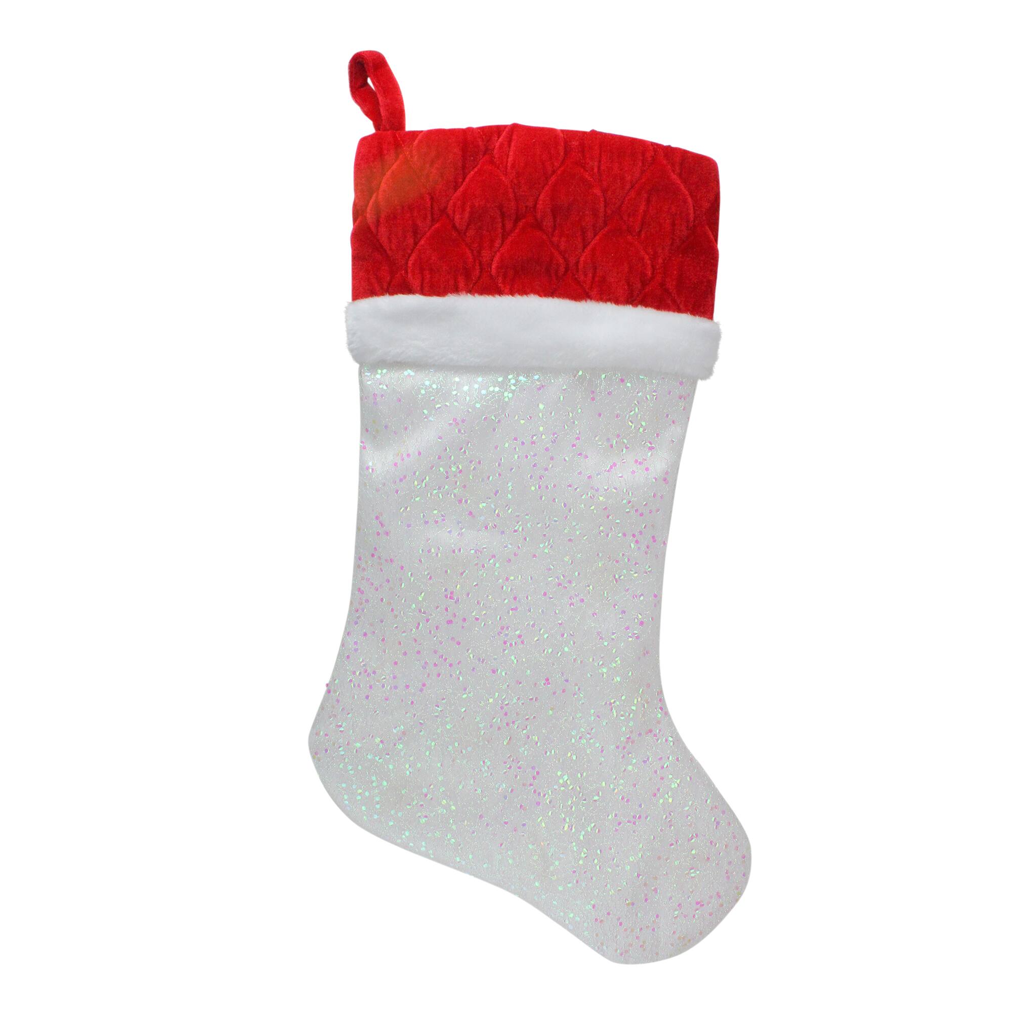 Northlight 22.25" LED Lighted Iridescent Glittered Christmas Stocking ...